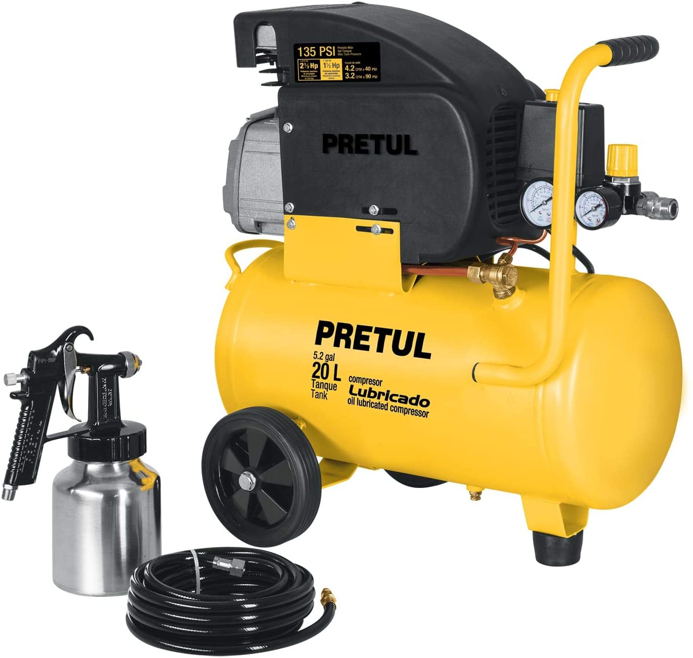 PRETUL : Kit de compresor-Manguera PVC-Pistola-COMP-KIT20 PETRUL